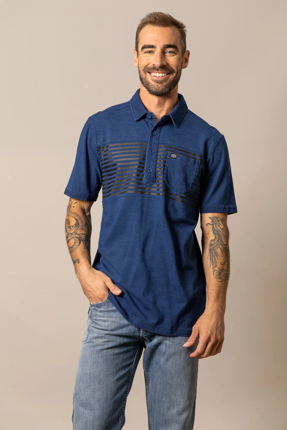 Holbrook Polo | Western Stripe Button Polo | Kimes Ranch