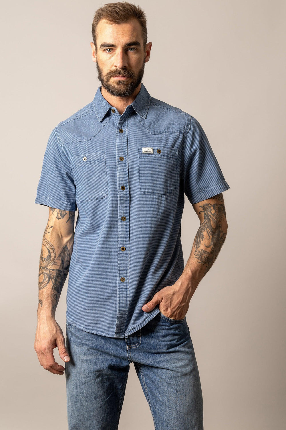 Shifter | Men's Chambray Short Sleeve Shirt | Kimes Ranch